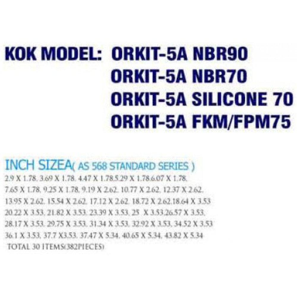 O-ring Kit 5A Nitrile NBR 70 Inch AS 568 Standard 382 pcs